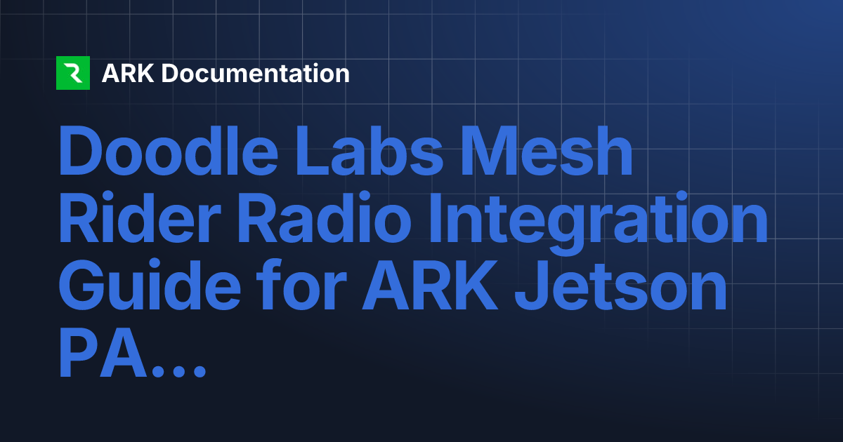 Doodle Labs Nimble Integration Guide for ARK Jetson PAB Carrier | ARK ...